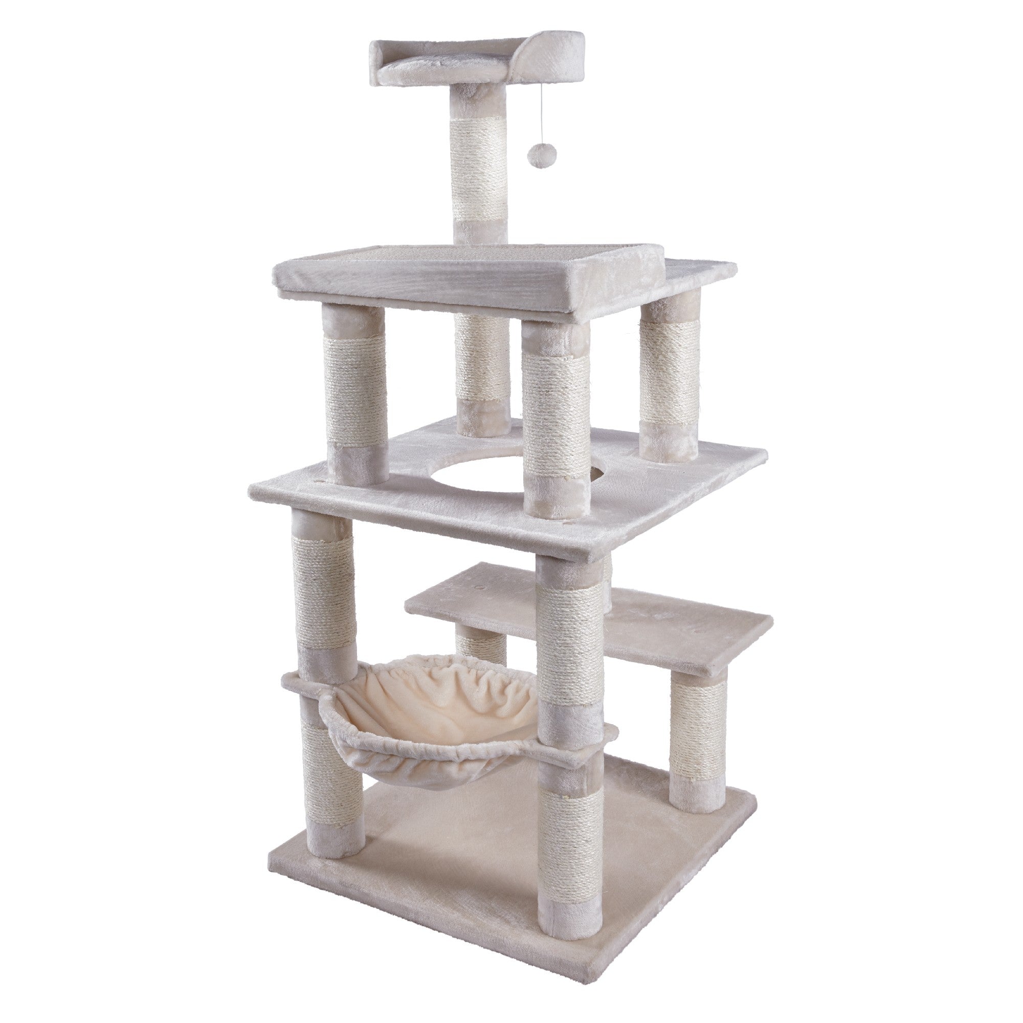 Kazoo Cat Scratch Pole 5 Level Playground Cream - Plush And White Sisa ...