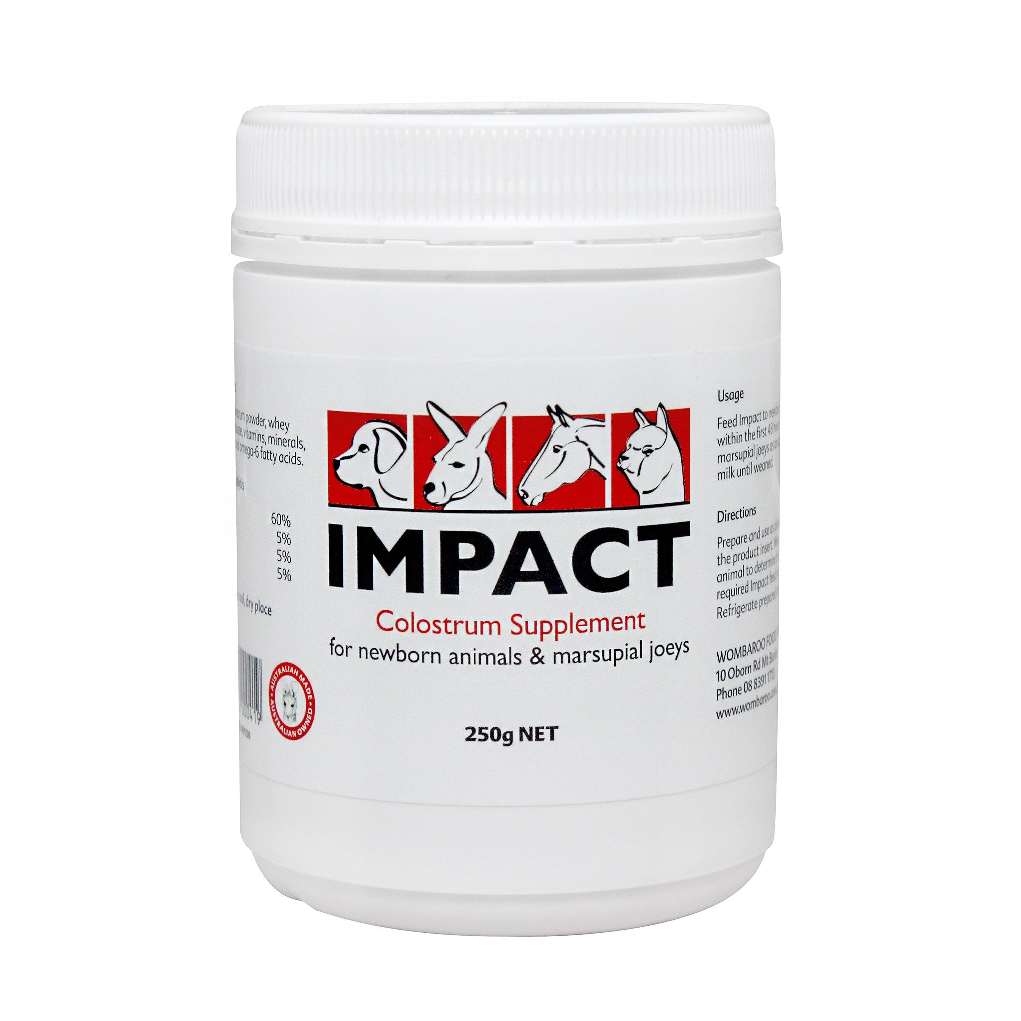 WOMBAROO IMPACT COLOSTRUM SUPPLEMENT 250G – Pet Deli - Pet & Aquarium ...